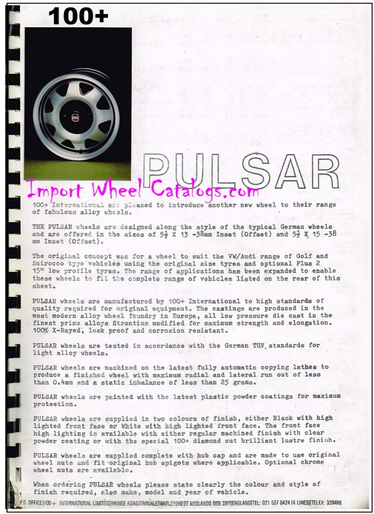 One Hundred Plus | Import Wheel Catalogs
